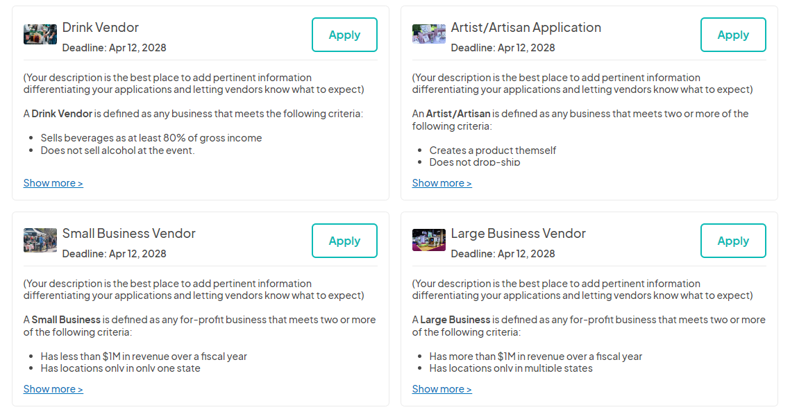 Your ultimate vendor application template