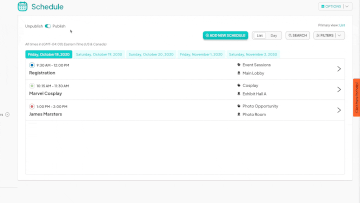 Creating an interactive schedule with event scheduling software