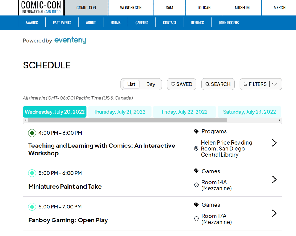 Creating an interactive schedule with event scheduling software